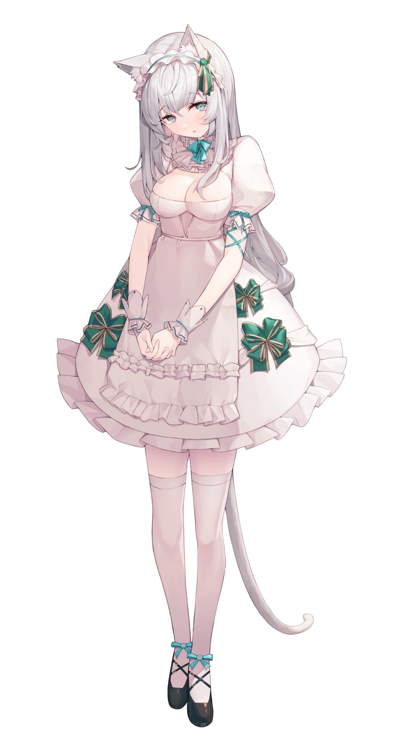 btraphen animal ears cleavage dress nekomimi no bra tail thighhighs | #901426 | yande.re